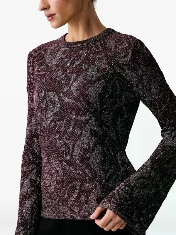 Liu Jo Floral Jacquard Lamé Sweater - Purple