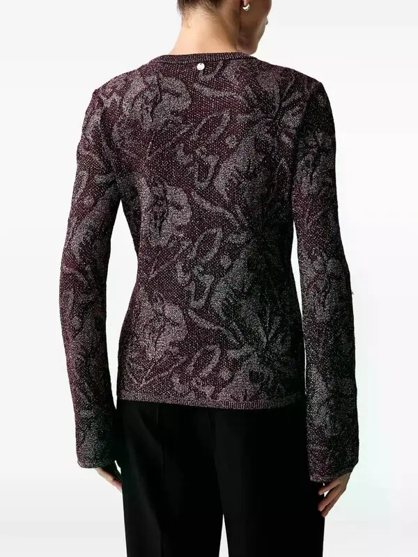 Liu Jo Floral Jacquard Lamé Sweater - Purple