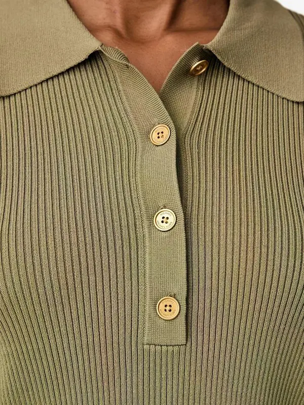 Michael Kors Ribbed-knit Polo Sweater