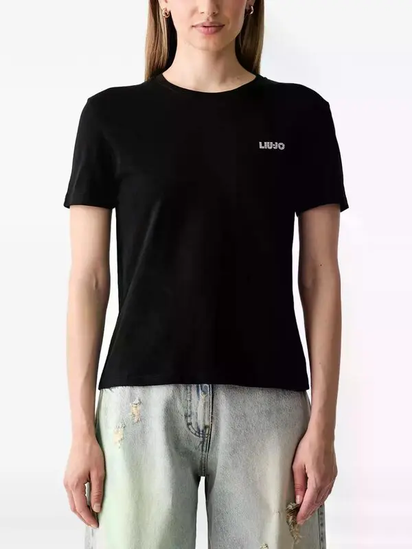 Liu Jo Rhinestone-logo T-shirt - Black