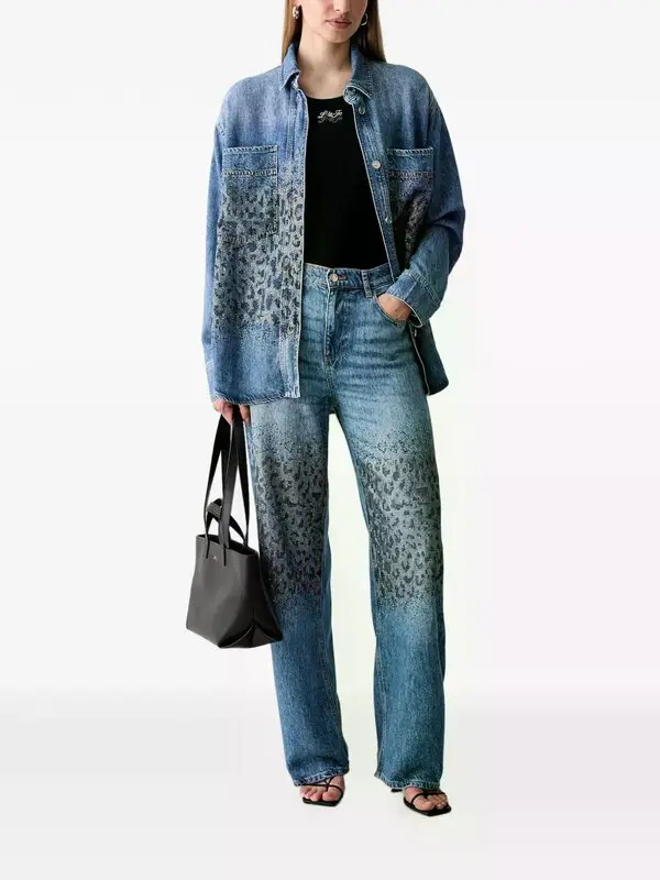 Liu Jo Leopard-pattern Rhinestone-embellished Jeans
