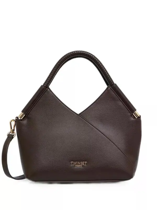 TWINSET Wrapped-detail Logo-plaque Tote Bag - Brown