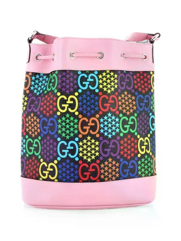 Gucci Psychedelic Print Gg Coated Canvas Medium Bucket Bag