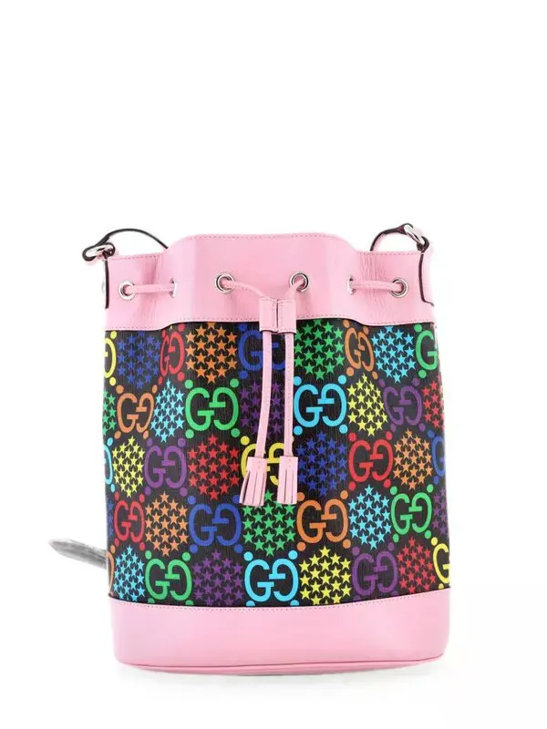 Gucci Psychedelic Print Gg Coated Canvas Medium Bucket Bag