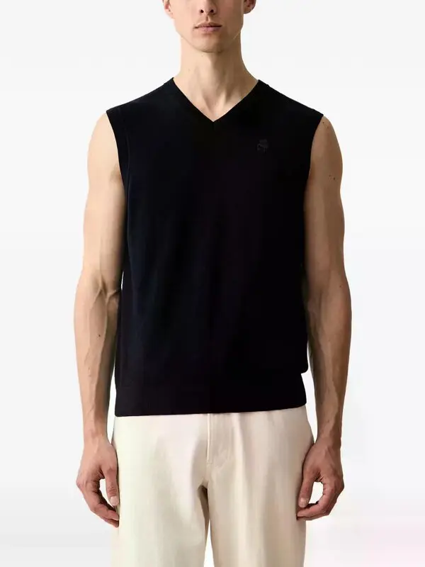 Karl Lagerfeld Logo-embroidered V-neck Sweater - Blue