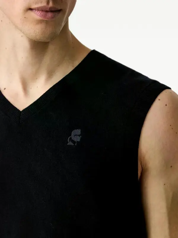 Karl Lagerfeld Logo Embroidered V-neck Sweater