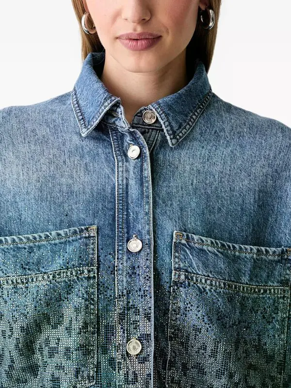 Liu Jo Rhinestone Embellished Leopard Print Shirt