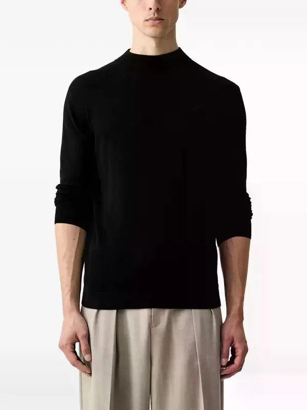 Karl Lagerfeld Logo-embroidered Mock-neck Sweater - Black