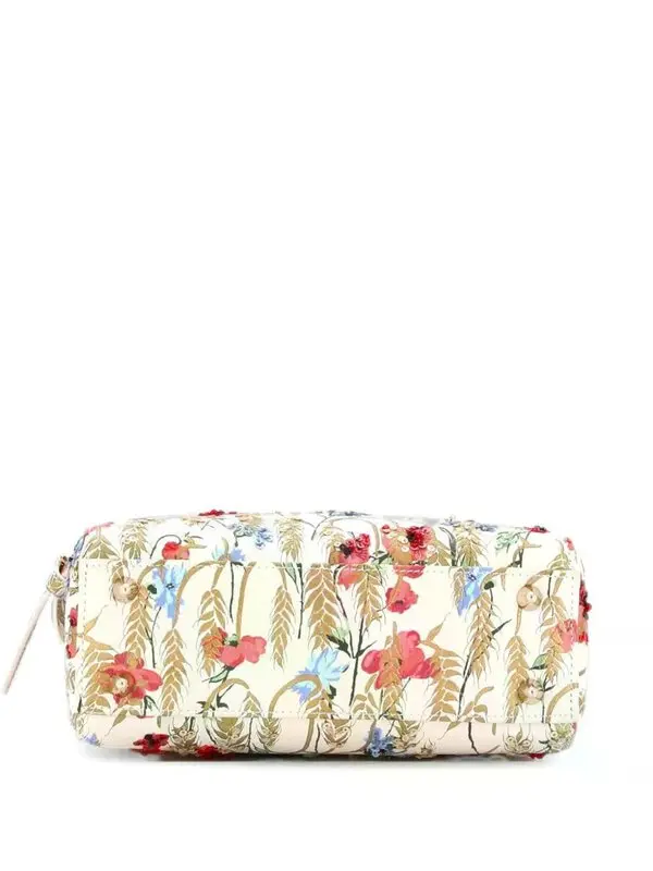 Dior My Abcdior Lady Bag Embroidered Printed Leather Satchel - Neutrals