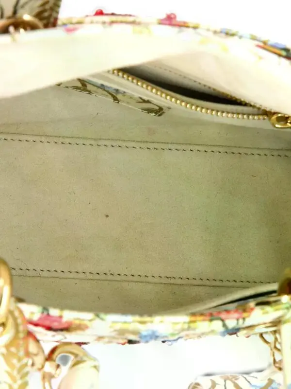 Dior My Abcdior Lady Bag Embroidered Printed Leather Satchel - Neutrals