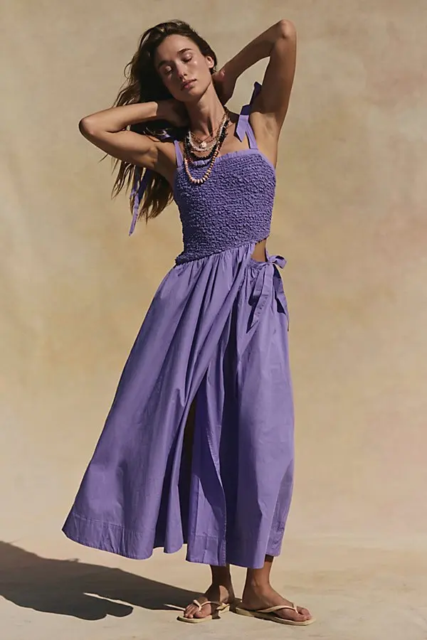 Free People Margate Cotton A-line Midi Dress - Spring Tulip