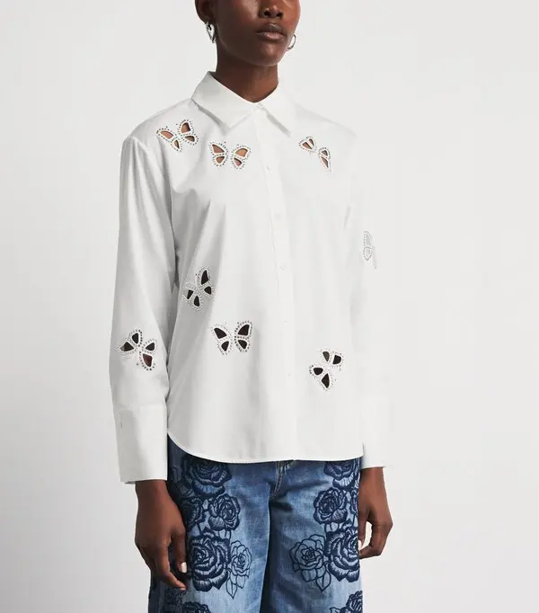 Alice + Olivia Embellished Butterfly Cut-out Shirt