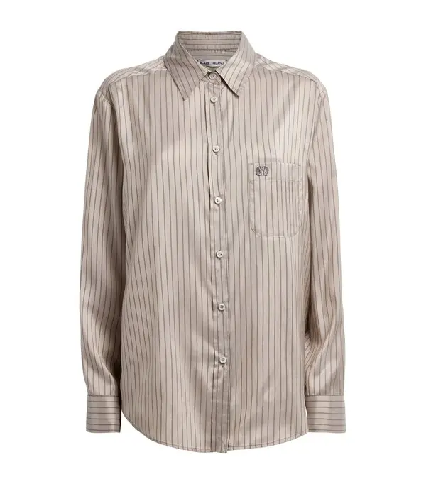 BLAZÉ MILANO Silk Stripe Shirt - Grey