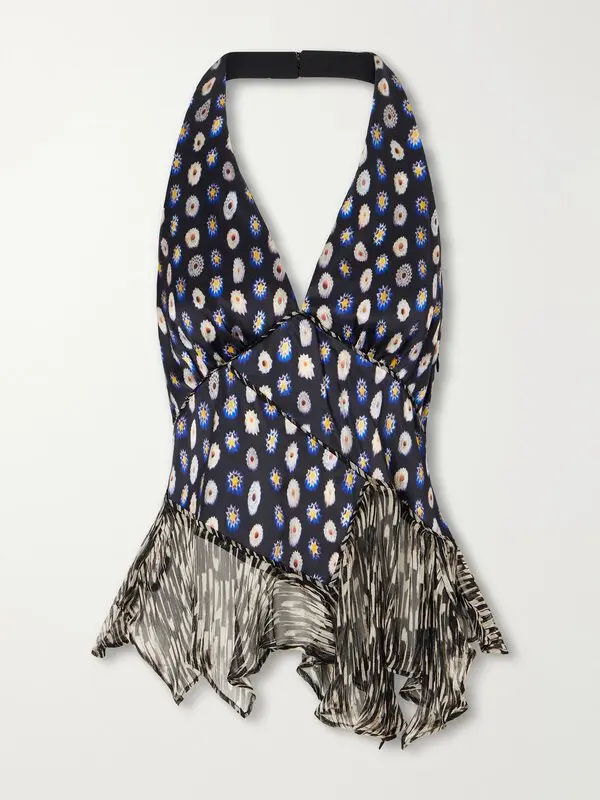 Staud Maeva Ruffled Printed Silk-blend Voile Top