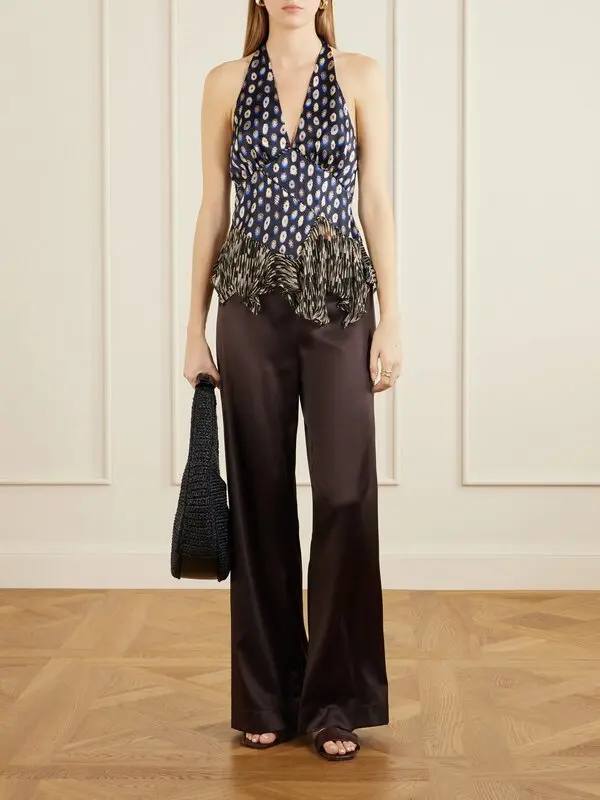 Staud Maeva Ruffled Printed Silk-blend Voile Top