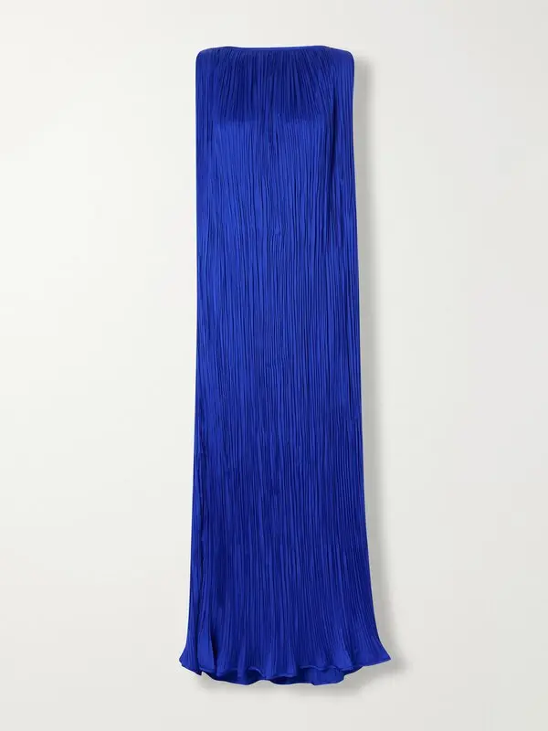 Aflalo Celestia Plissé-satin Maxi Dress - Blue