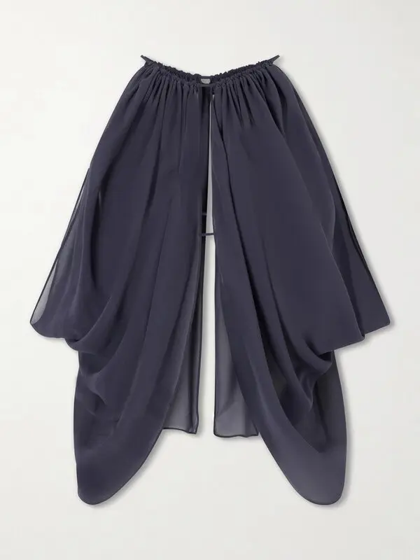 Aflalo Reysa Gathered Silk-crepe Top - Blue
