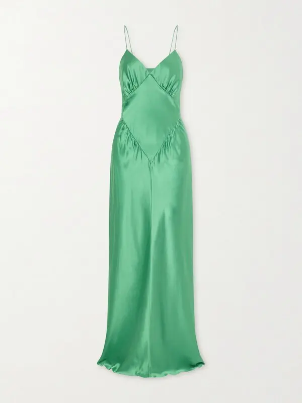 Aflalo Aire Silk-satin Maxi Dress - Green