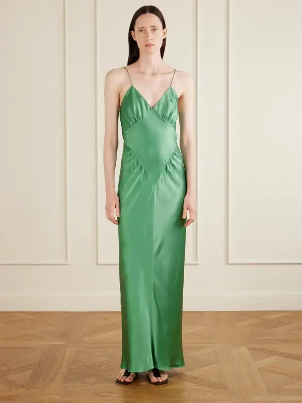 Aflalo Aire Silk-satin Maxi Dress - Green