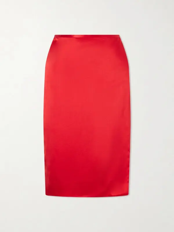 Aflalo Rixa Satin Wrap Midi Skirt - Red