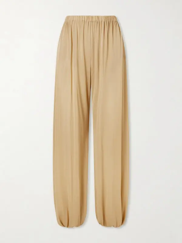 Aflalo Lolana Satin-jersey Tapered Pants - Neutrals