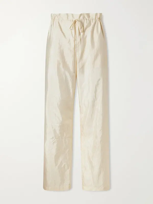 Aflalo Morocco Cotton And Silk-blend Habotai Wide-leg Pants - Neutrals