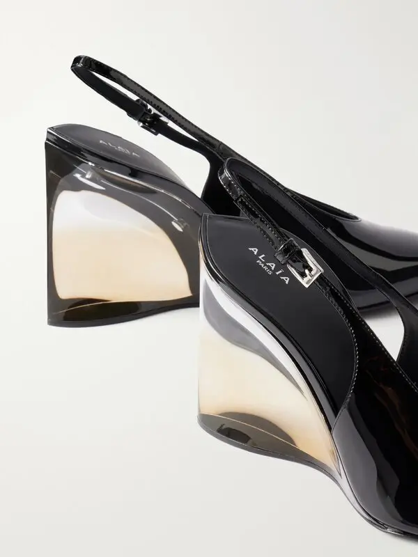 Alaïa 110 Patent-leather Wedge Pumps