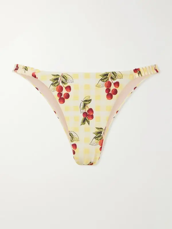 Agua Bendita Vera Printed Checked Bikini Bottoms