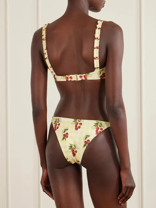 Agua Bendita Agraz Printed Checked Bikini Top