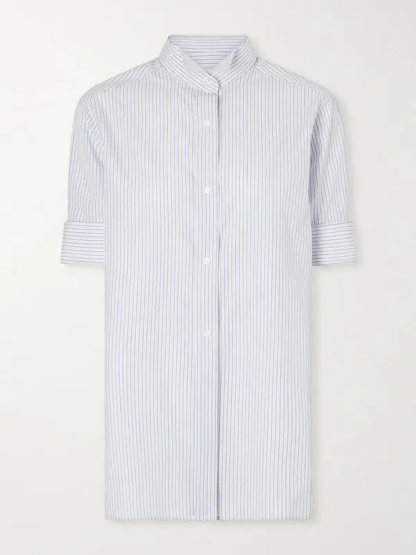 MAISON MARGIELA Striped Cotton Poplin Shirt - Blue