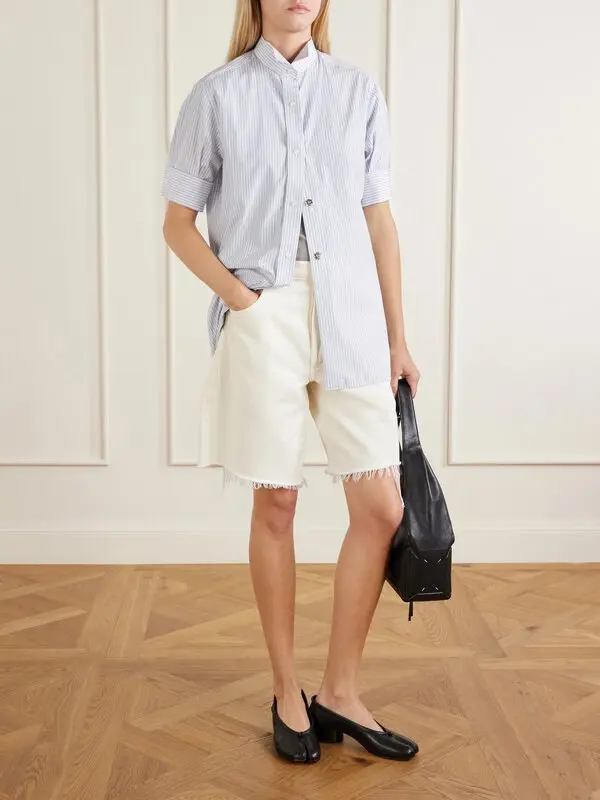 MAISON MARGIELA Striped Cotton Poplin Shirt - Blue