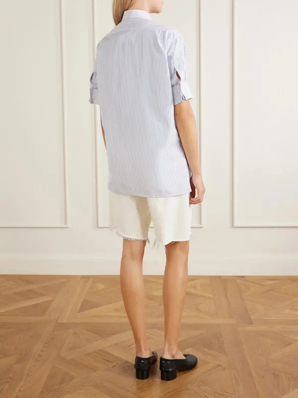 MAISON MARGIELA Striped Cotton Poplin Shirt - Blue