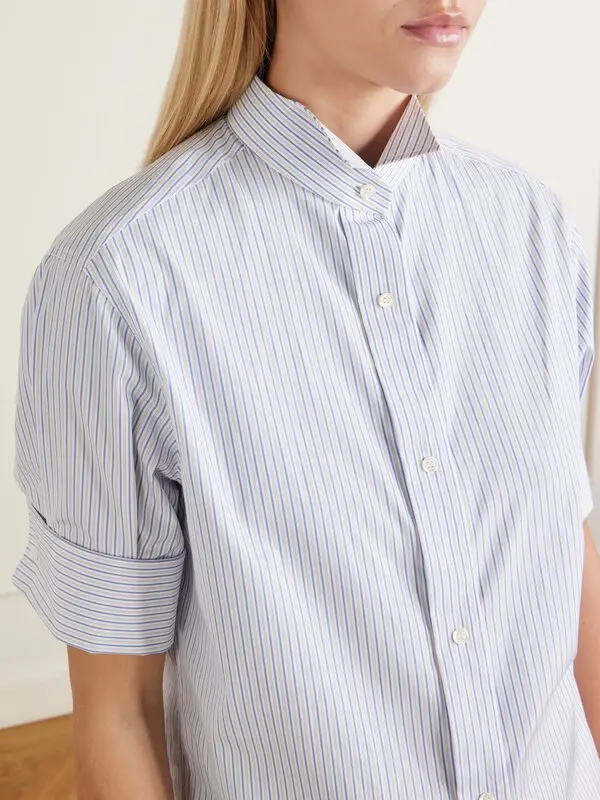 MAISON MARGIELA Striped Cotton Poplin Shirt - Blue