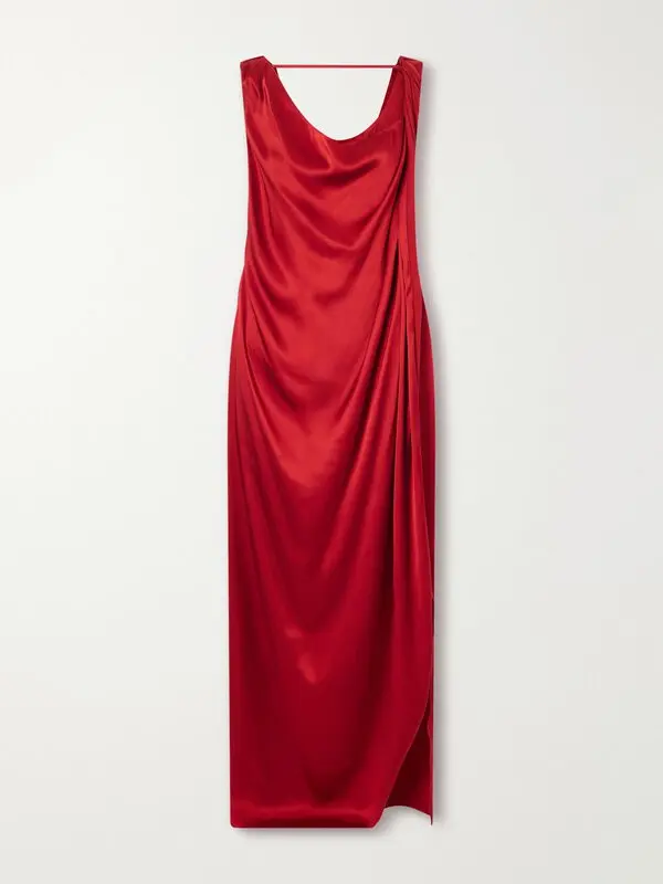 MAISON MARGIELA Draped Silk-blend Satin Maxi Dress