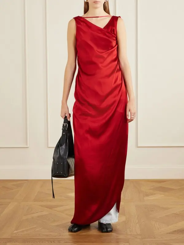 MAISON MARGIELA Draped Silk-blend Satin Maxi Dress