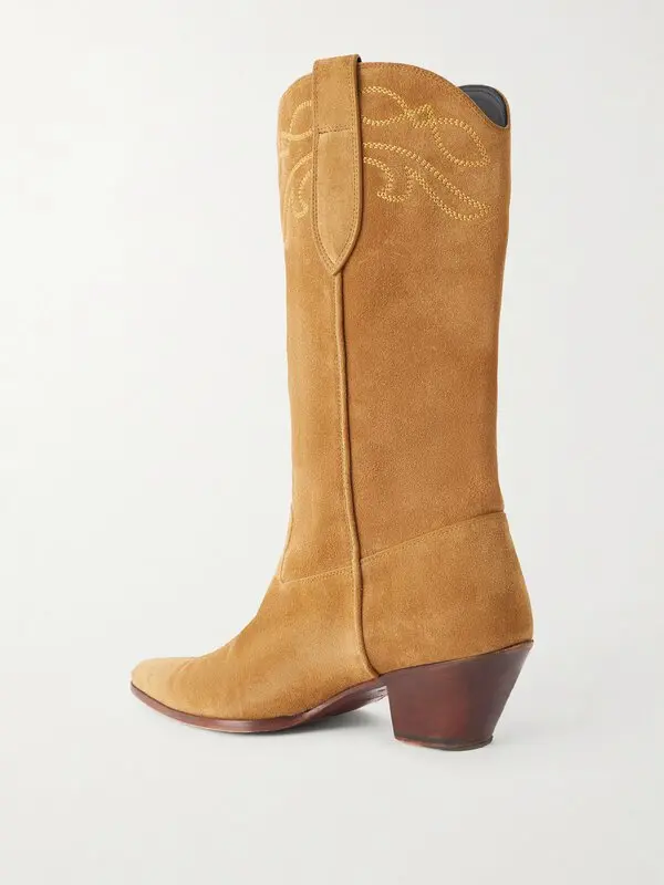 NILI LOTAN Towns Embroidered Suede Knee Boots