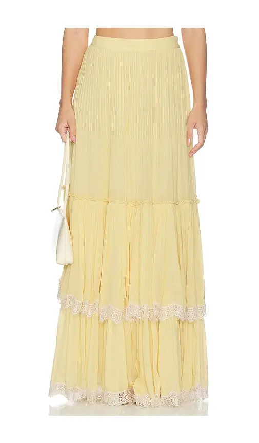 Hemant & Nandita Pintuck Maxi Skirt In . Also - Yellow
