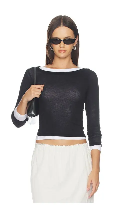 Enza Costa Tissue Jersey Layered Longsleeve In . Also - Black