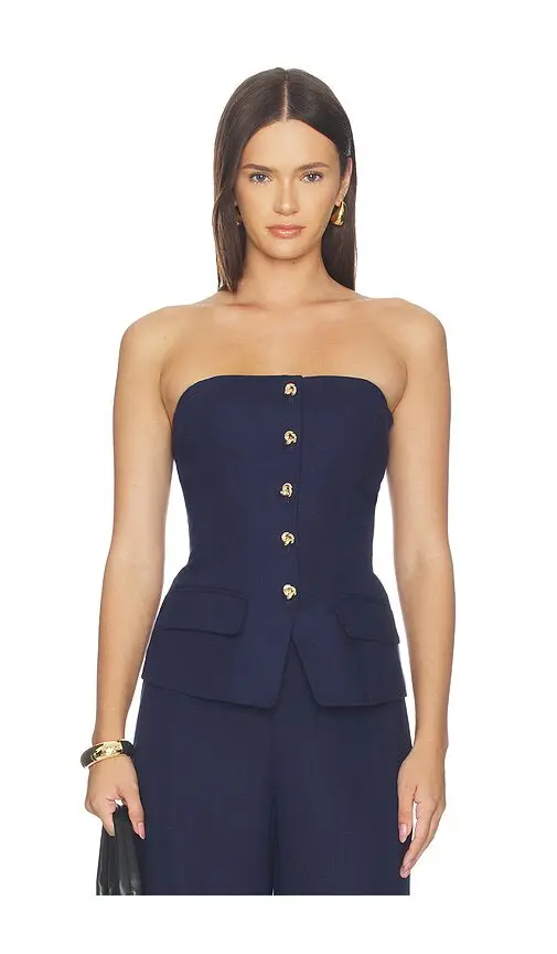 Generation Love Quinn Linen Bustier In . Also - Navy