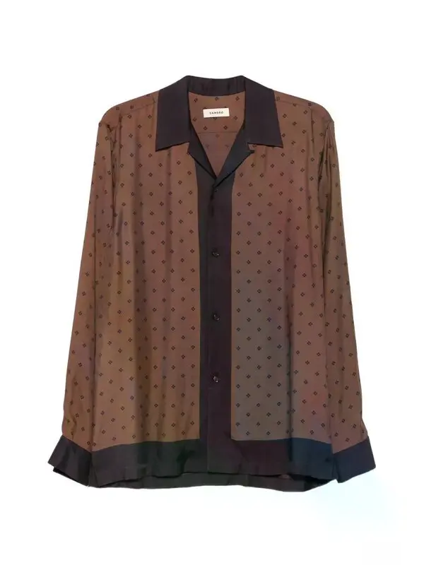 Sandro Monogram-pattern Shark-collar Shirt