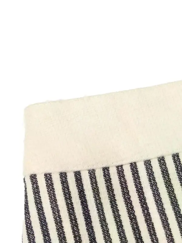 Celine 2010s Triomphe Button Striped Mini Skirt