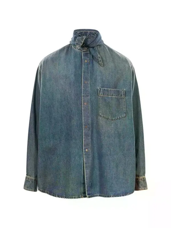 DARKPARK Scarf-detail Denim Shirt - Blue