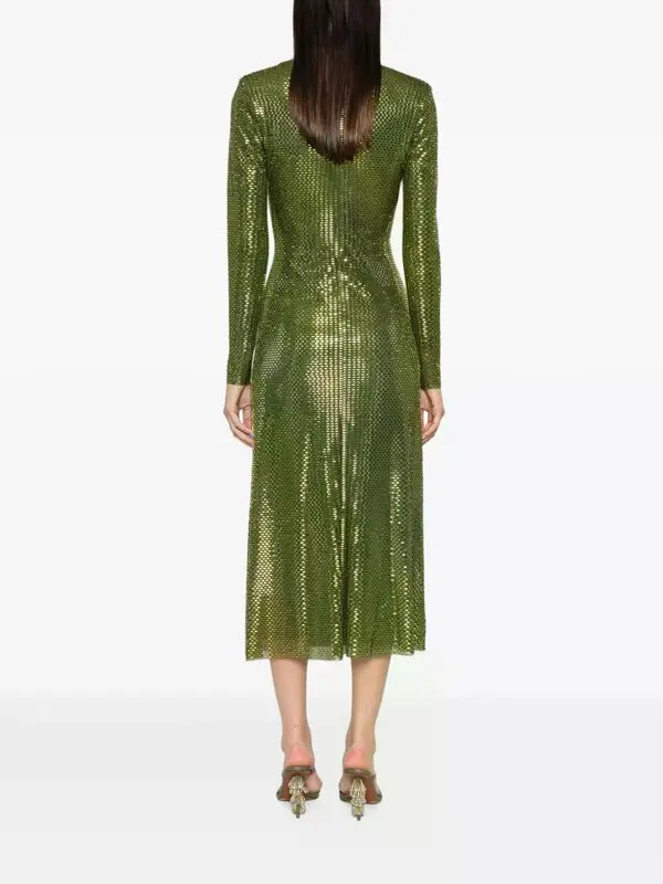 SELF-PORTRAIT Rhinestone-embellished Ruched Midi Dress