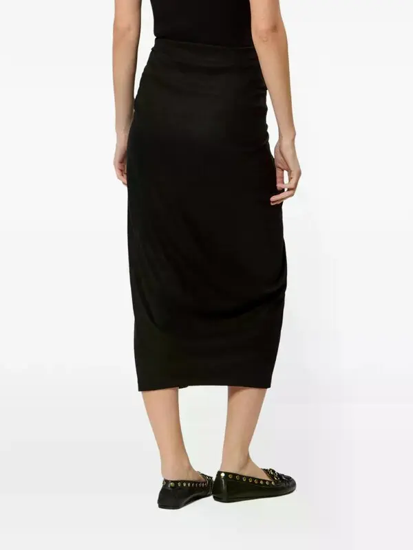 MARANT ETOILE Draped Knot Detail Midi Skirt - Black