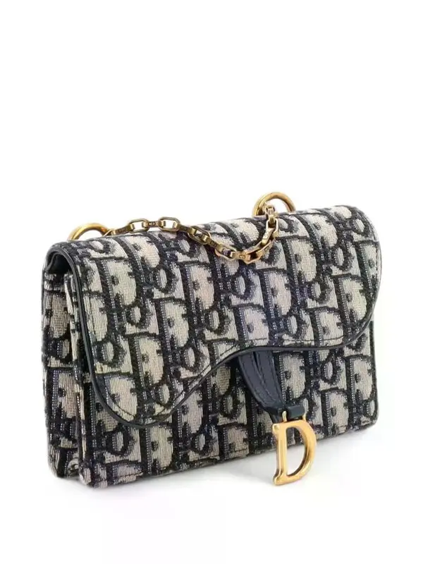 Dior Saddle Chain Pouch Oblique Canvas Shoulder Bag