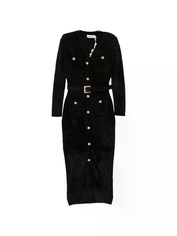 SELF-PORTRAIT Belted Button-down Midi Dress - Black