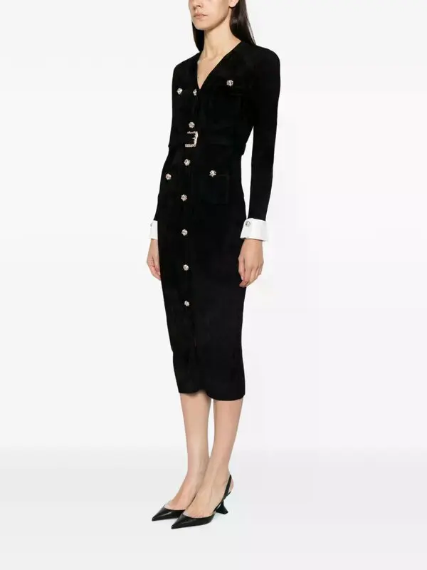 SELF-PORTRAIT Belted Button-down Midi Dress