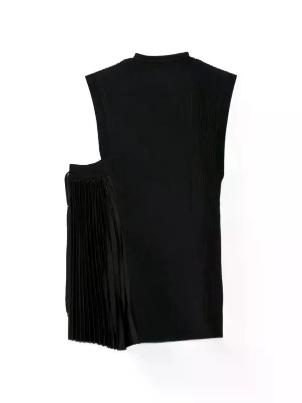 Emporio Armani Ribbed-knit Pleated-panel Top
