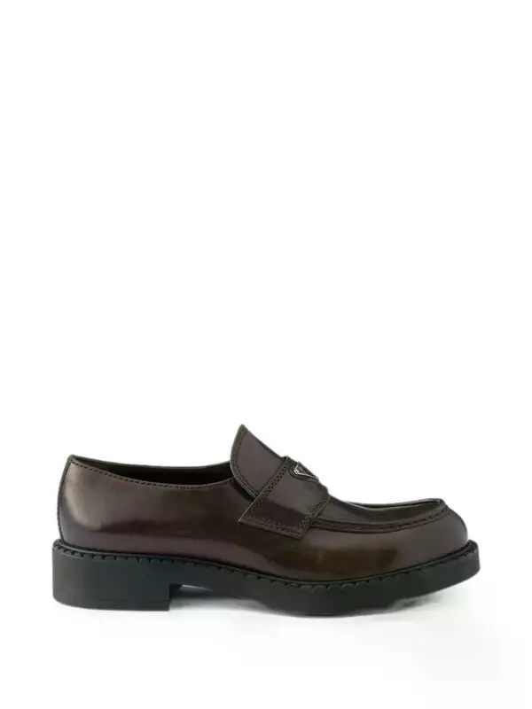 Prada Chocolate Aged Leather Loafers