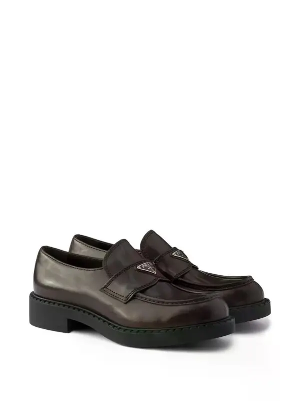Prada Chocolate Aged Leather Loafers